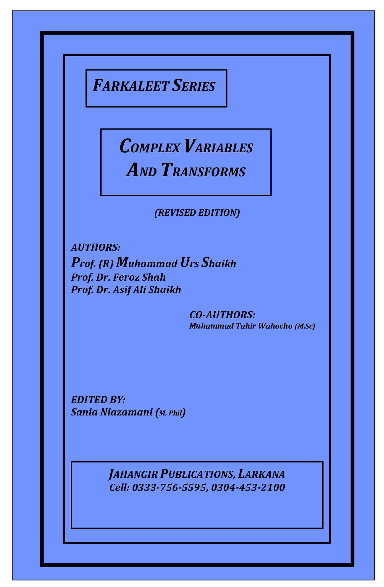 Complex Variables And Transforms Farkaleet Series
