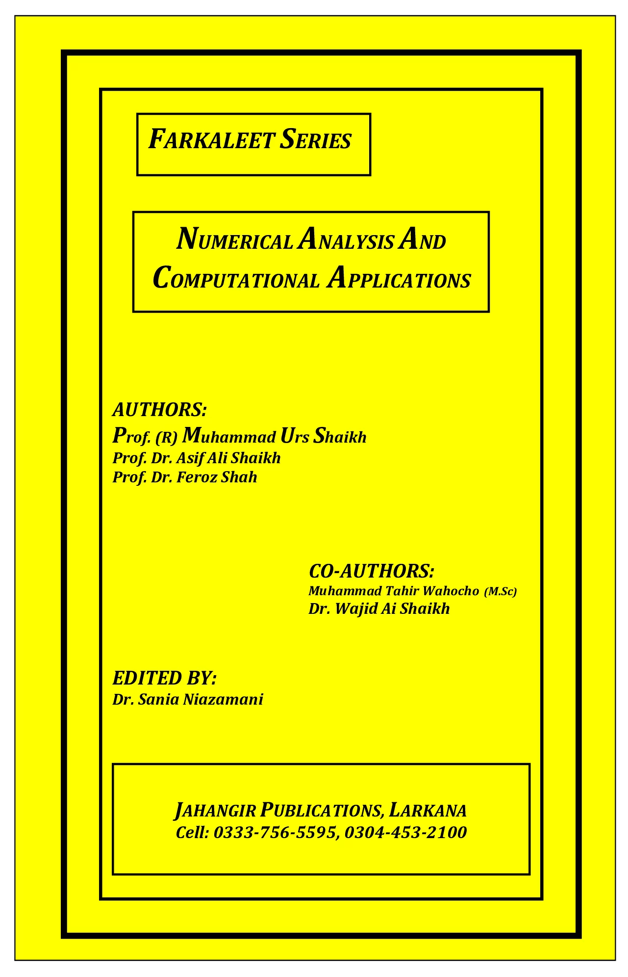 Numerical Analysis And Computational Applications Farkaleet Series